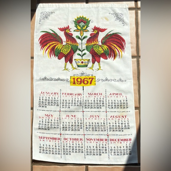 Kitchen | Vintage 1967 Rooster Calendar Tapestry | Poshmark